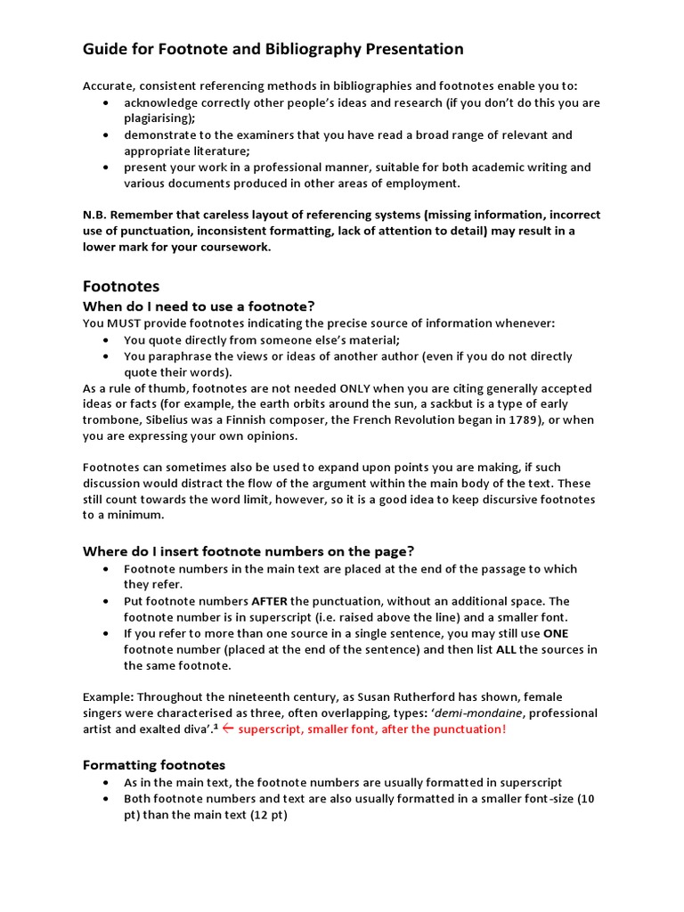 Guide To Formatting Footnotes and Bibliographies | PDF | Citation ...