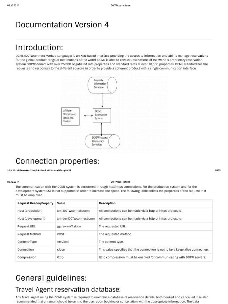 DOTWconnect API - Version 4 | PDF | Hypertext Transfer Protocol | Information Technology