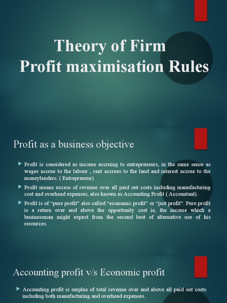 Profit Maximization Rules | PDF