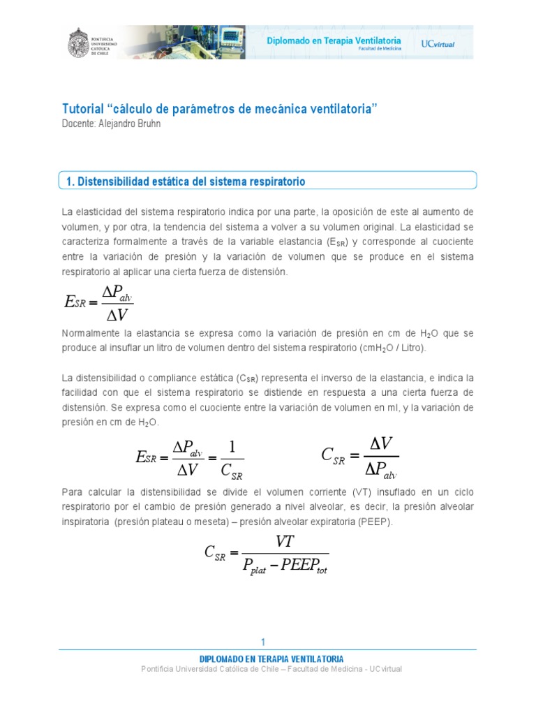 Tutorial "Cálculo de Parámetros de Mecánica Ventilatoria" | PDF | Sistema respiratorio | Presión