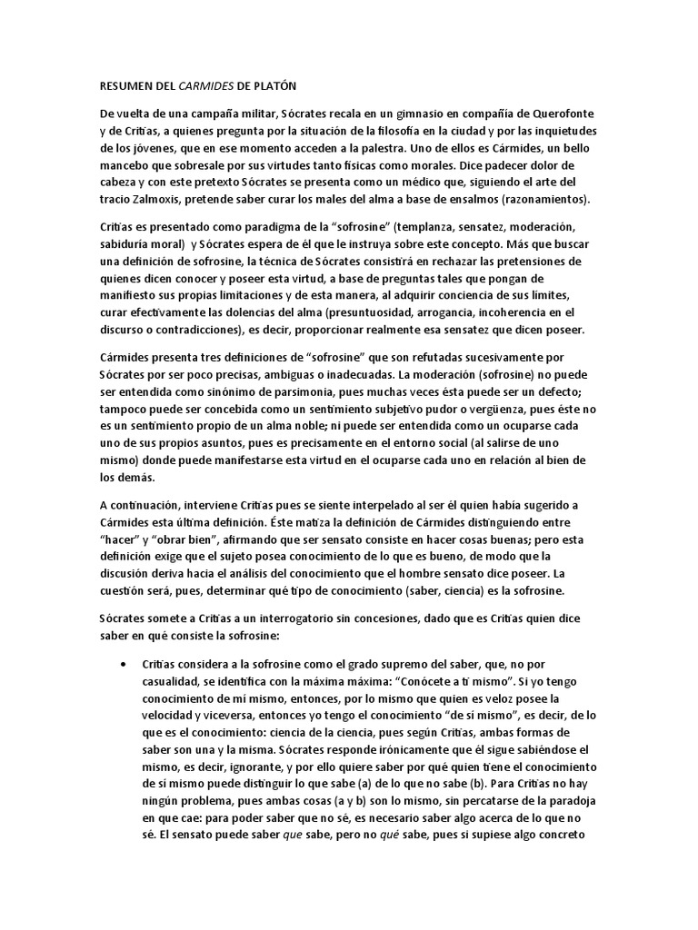 Análisis del "Cármides" de Platón | PDF | Metafísica