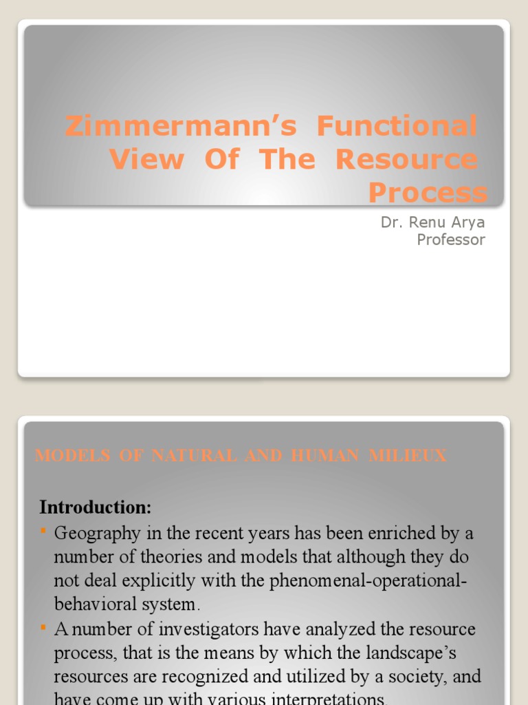 Zimmermann's Functional View of The Resource Process | PDF | Resource ...
