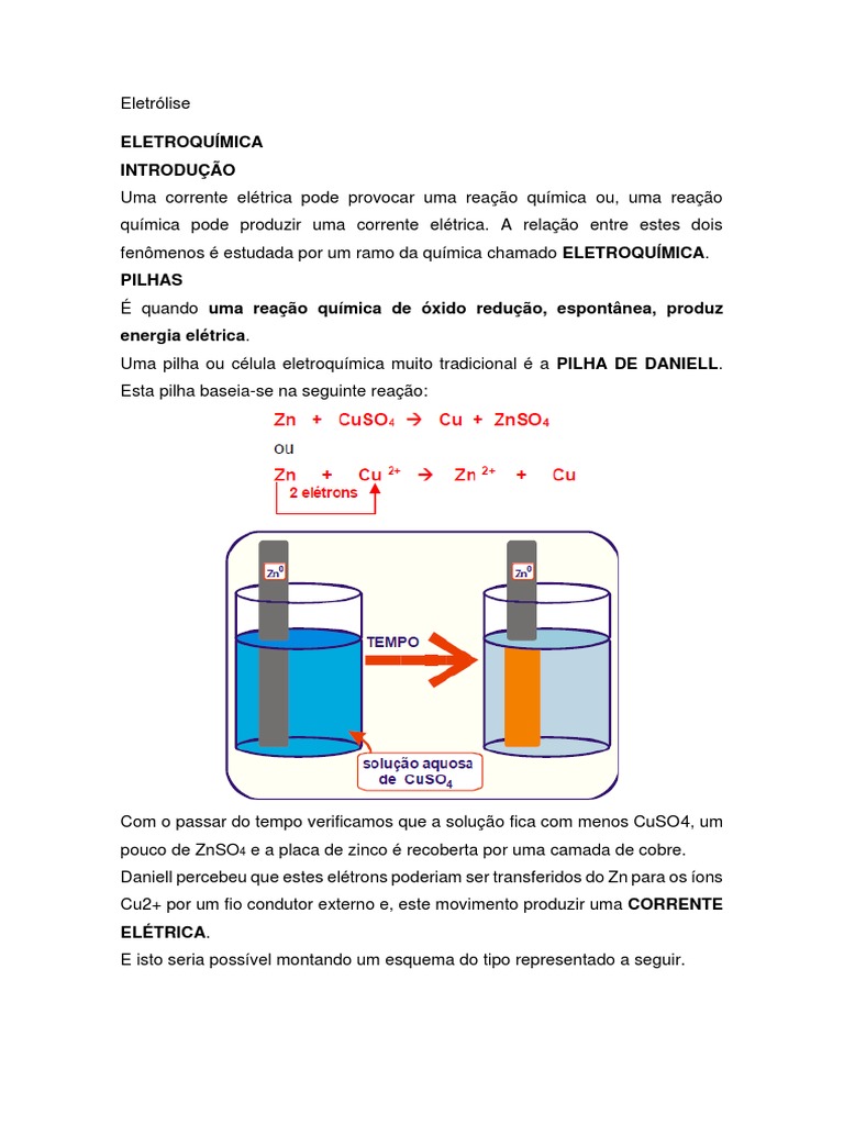 Pilha de Daniell | Download grátis PDF | Eletrodo | Eletroquímica