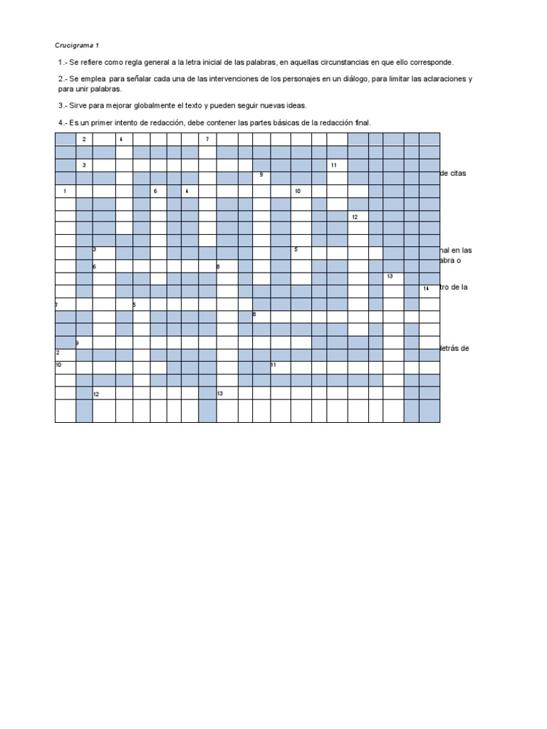 Tarea Crucigrama | PDF | Oración (Lingüística) | Sílaba