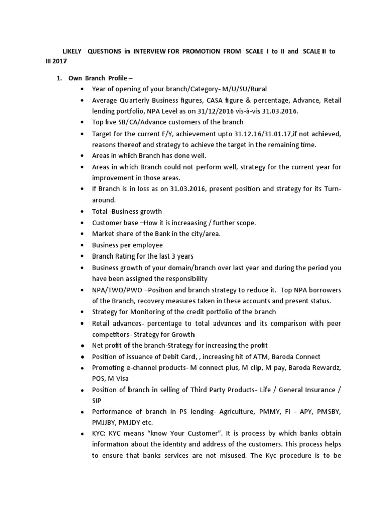 Interview Questions 2017 | PDF | Banks | Loans