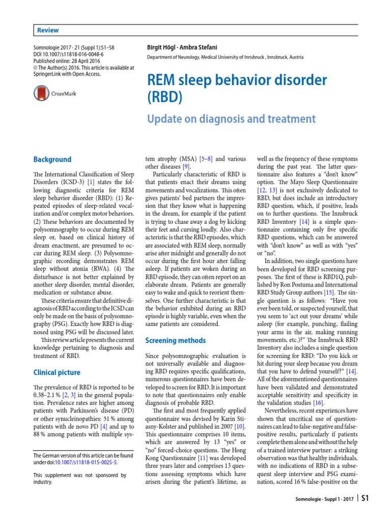 REM - RBD Review | PDF | Sleep | Clinical Medicine