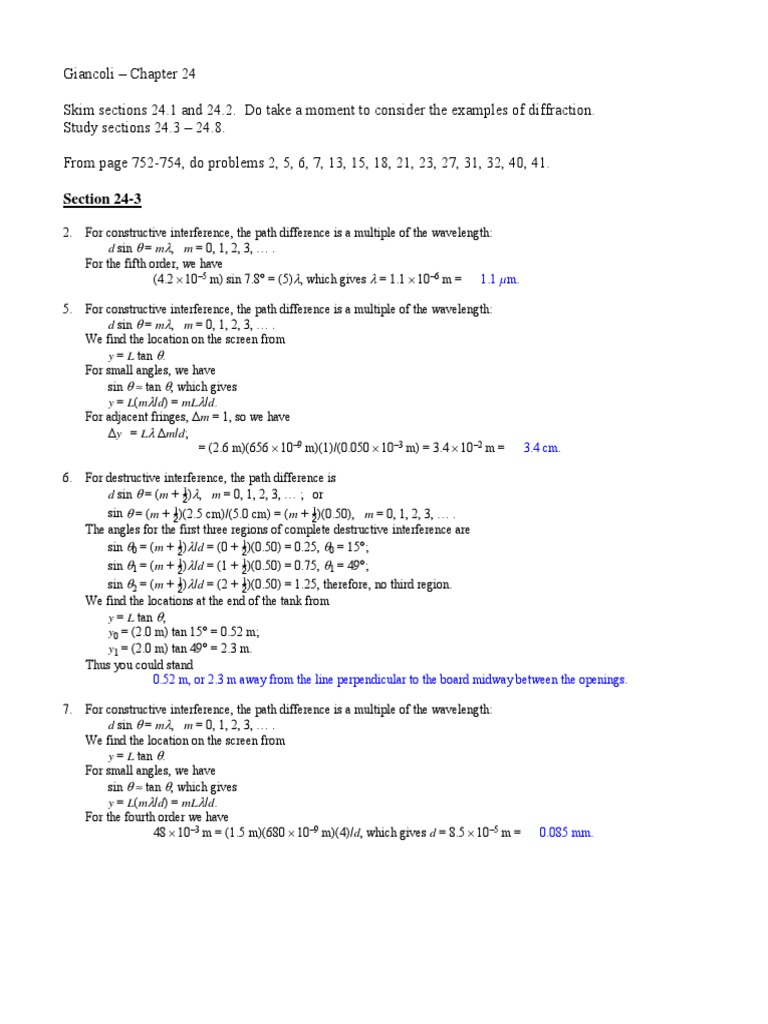 Chap 24 Selected Problem, Reading Guide | PDF | Wavelength | Waves Chap 24 Selected Problem, Reading Guide | PDF | Wavelength | Waves