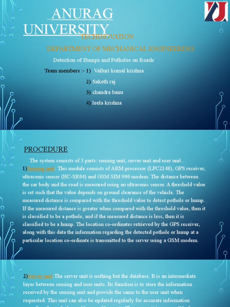 Anurag University: Techinovation Department of Mechanical Engineering | PDF