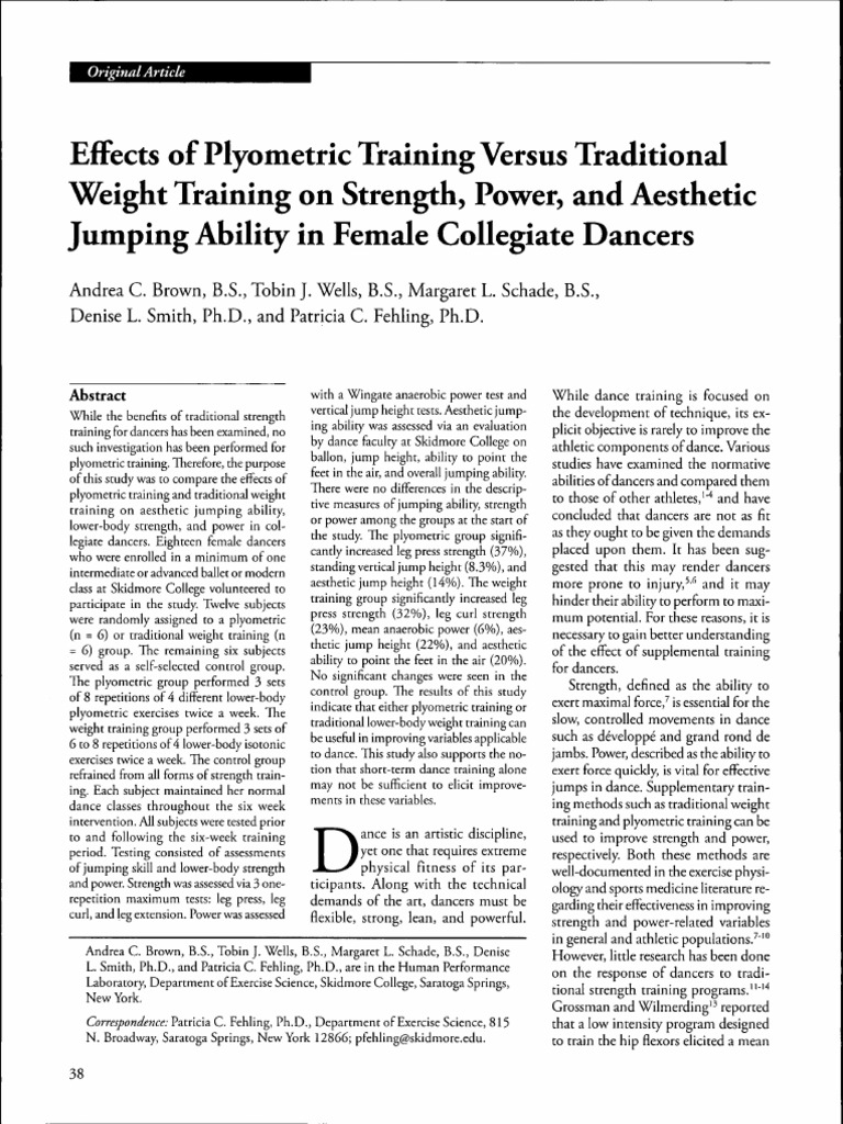 Effects of Plyometric Training Versus Traditional Weight Training On ...