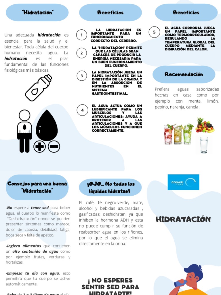 Tríptico Hidratación | Descargar gratis PDF | Agua | Deshidración