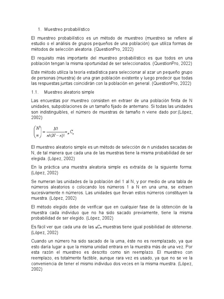 Muestreo Probabilístico | PDF | Muestreo (Estadísticas) | Probabilidad