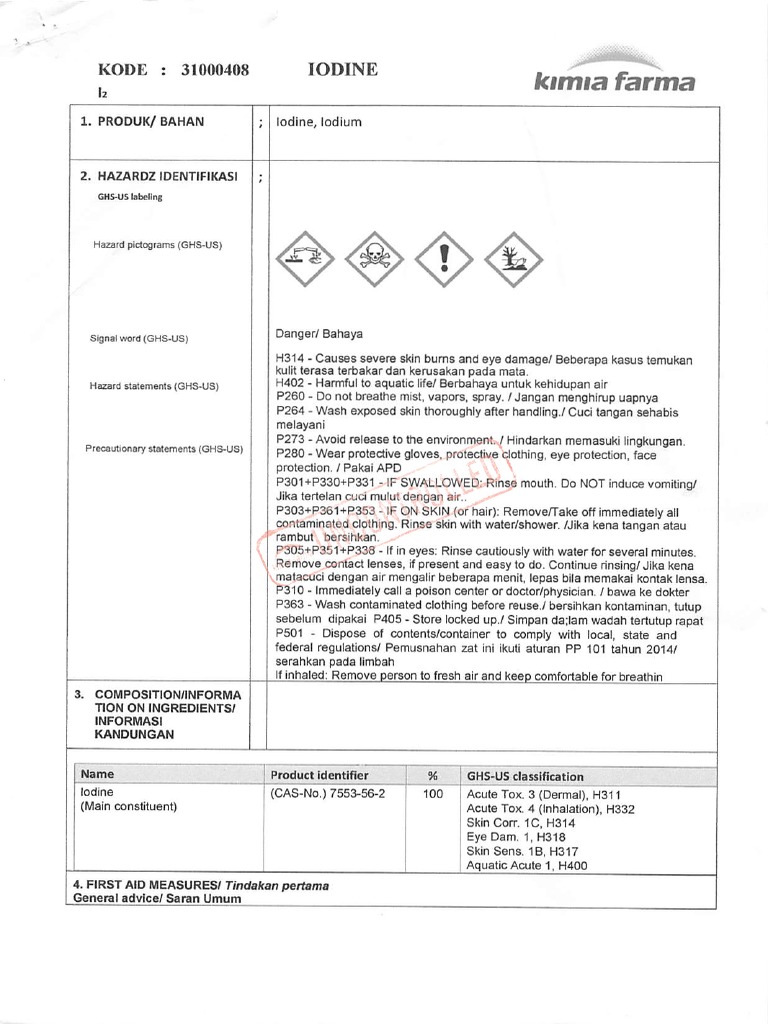 4 Msds Iodine I2 | PDF