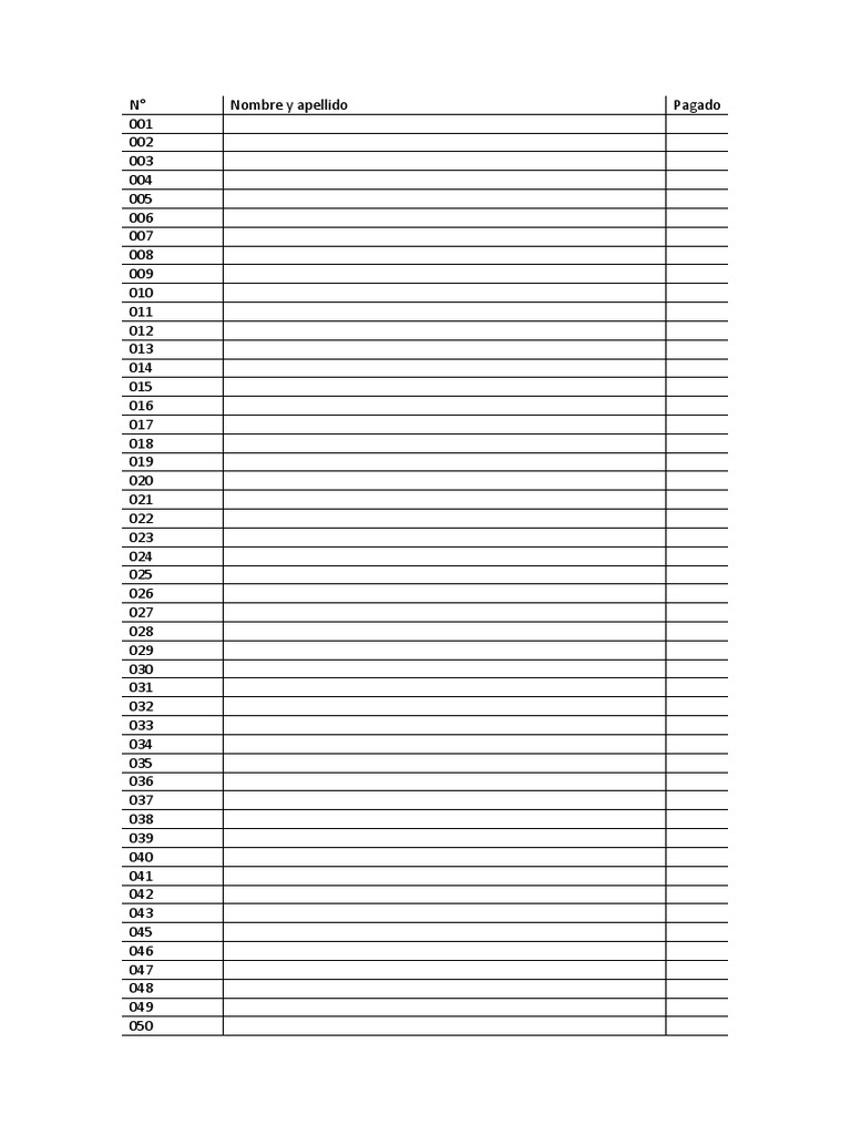 Planilla para Rifas en Word | PDF