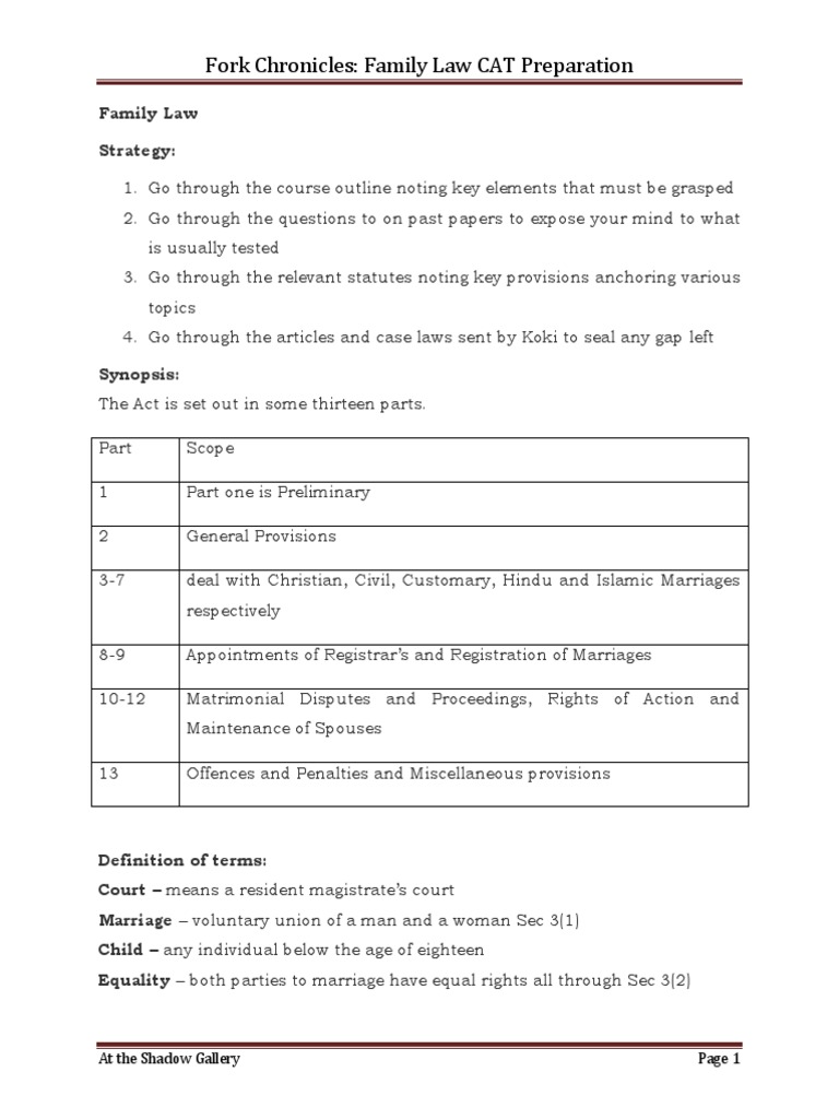 Family Law Notes | PDF | Marriage | Polygamy