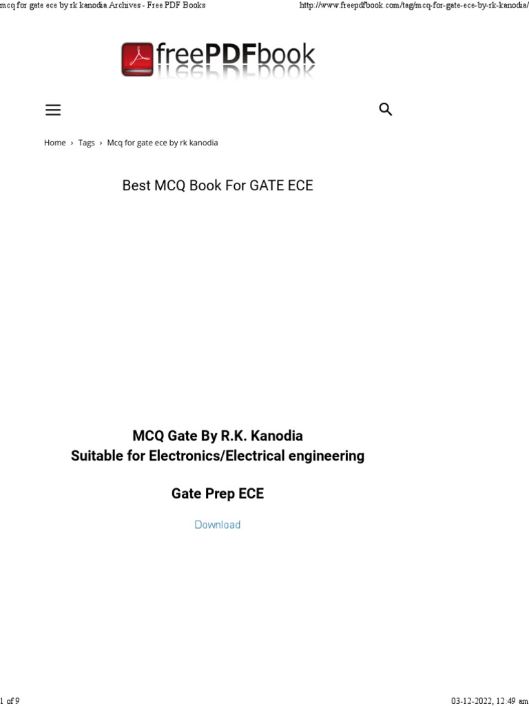 MCQ For Gate Ece by RK Kanodia Archives - Free PDF Books | PDF ...
