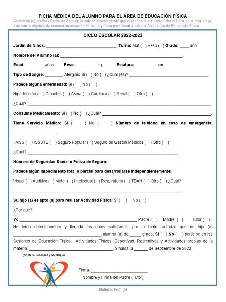 Ficha Médica Del Alumno Zona 07 | PDF | Cuidado de la salud | Causas de la muerte