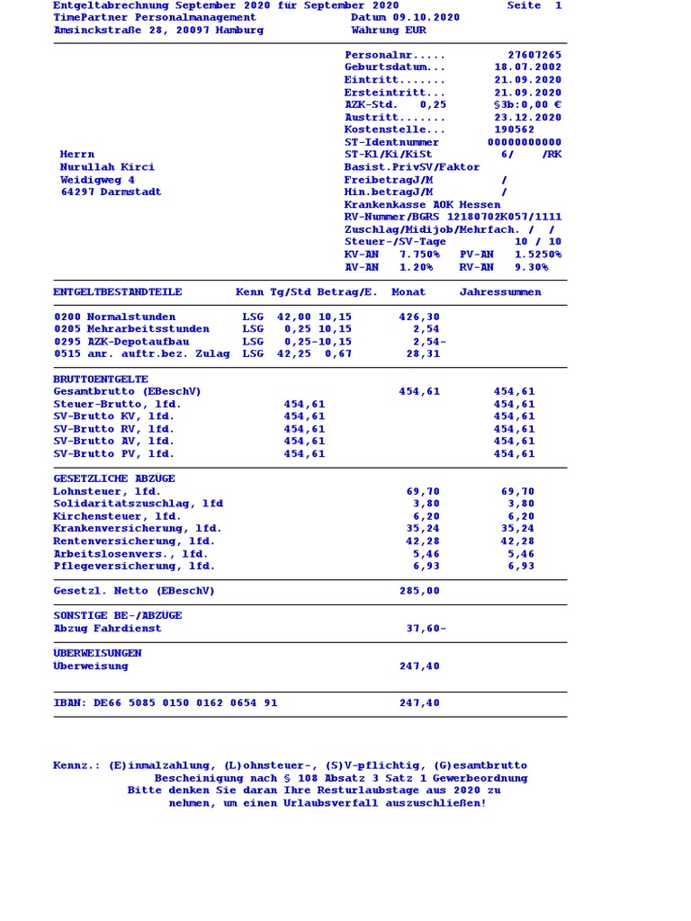 Lohnabrechnungen - 27607265 - 202009 2 | PDF