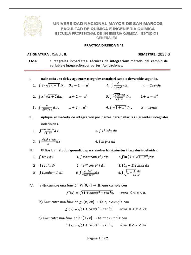 Práctica Dirigida 1 | PDF | Integral | Aceleración