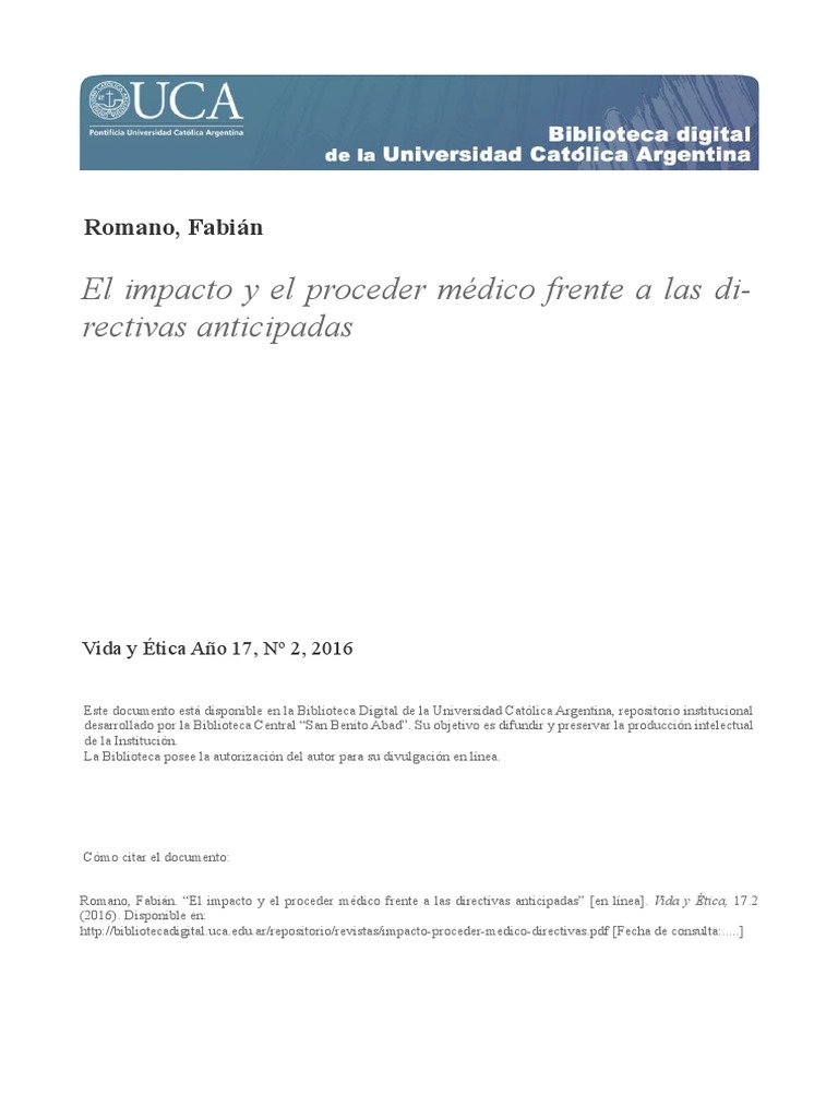 El Impacto y El Proceder Médico Frente A Las Directivas Anticipadas ...