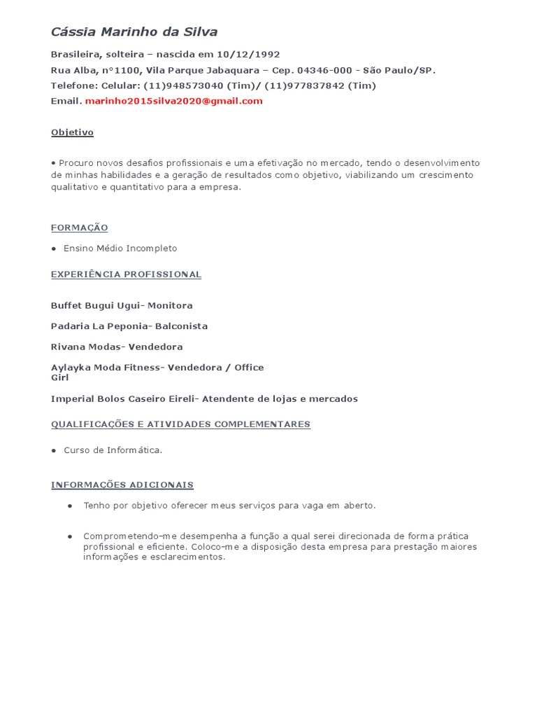 Curriculum Cassia | PDF