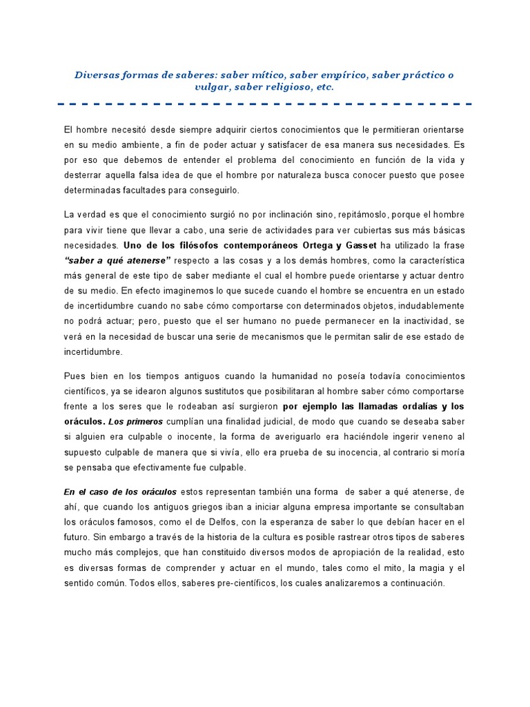 FILOSOFIA - Diversas Formas de Saberes - Saber Mítico, Saber Empírico ...