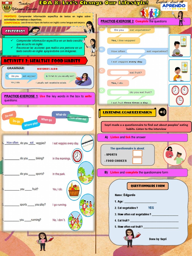 Hábitos Alimenticios Saludables A1 | PDF
