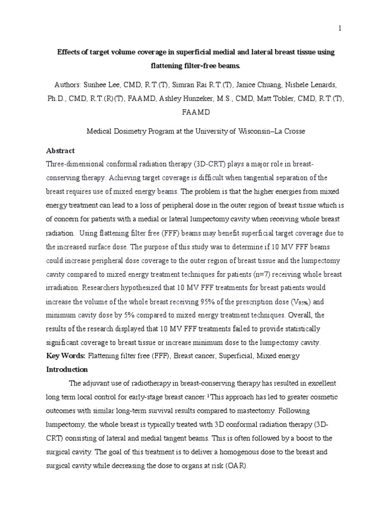 Effects of Target Volume Coverage in Superficial Medial and Lateral ...
