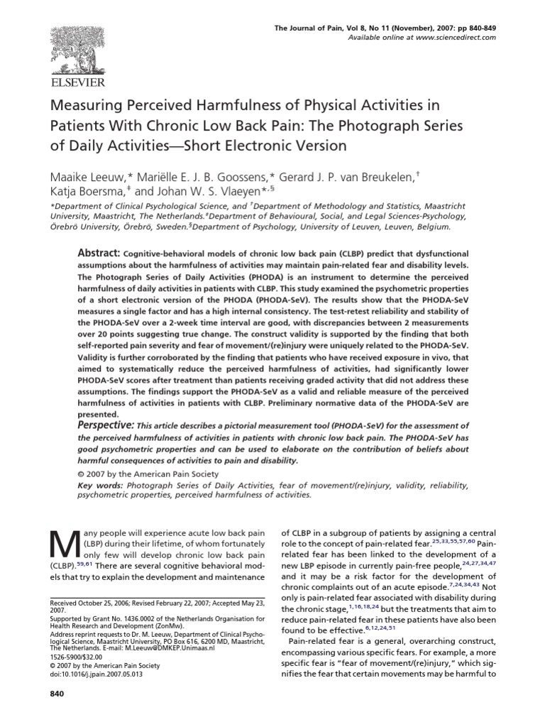 Phoda Pdf Pain Dependent And Independent Variables
