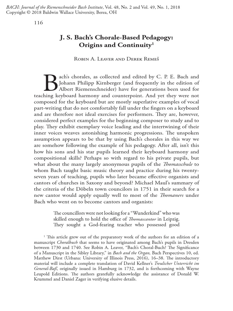 J S Bach S Chorale Based Pedagogy Origin | PDF | Johann Sebastian Bach ...