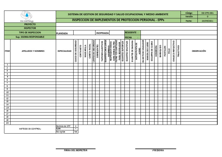 Inspeccion de EPPS | PDF Inspeccion de EPPS | PDF