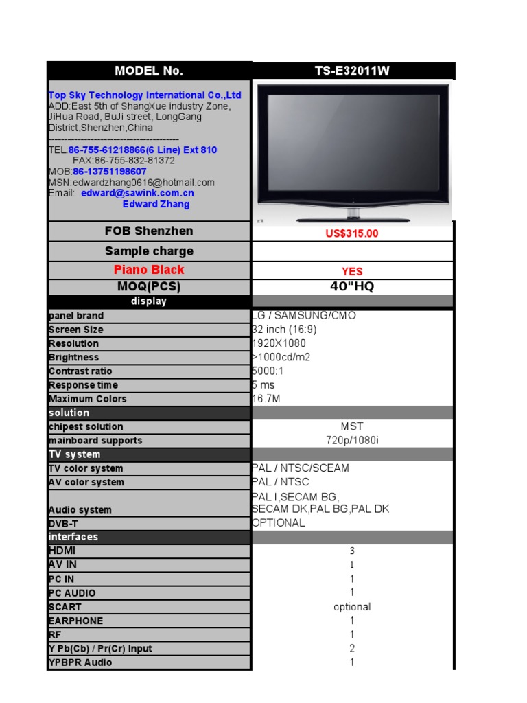 32-Inch LED TV Specifications and Quotation | PDF | Games & Activities