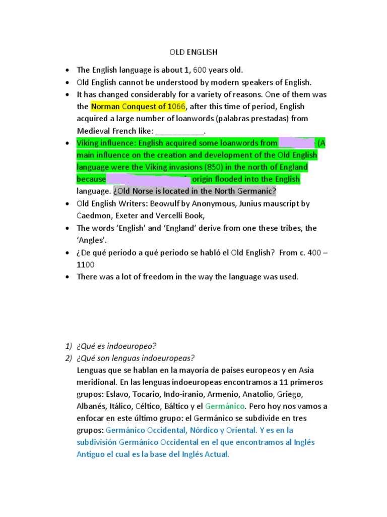 Historia del Old English | PDF | Anglosajones | Británicos celtas