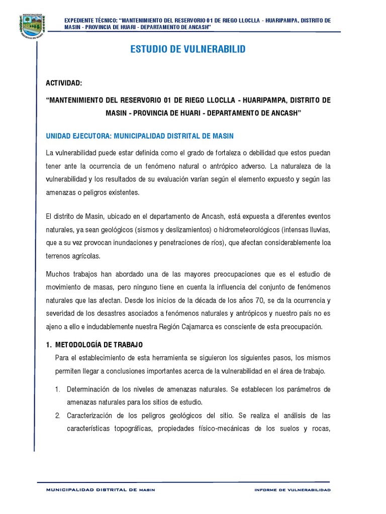 Informe de Vulnerabilidad | PDF | Temblores | Riesgo