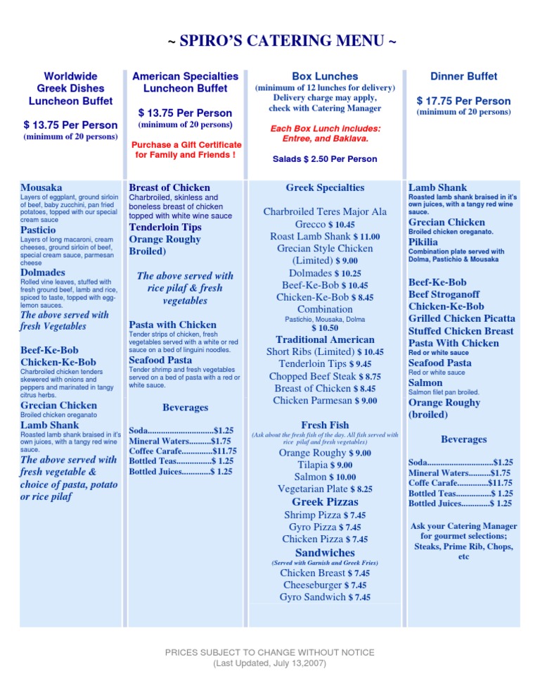 Catering Menus | PDF