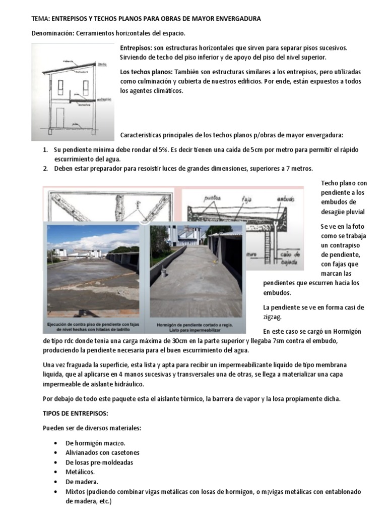 Entrepiso y Techos Planos | PDF | Hormigón | Techo