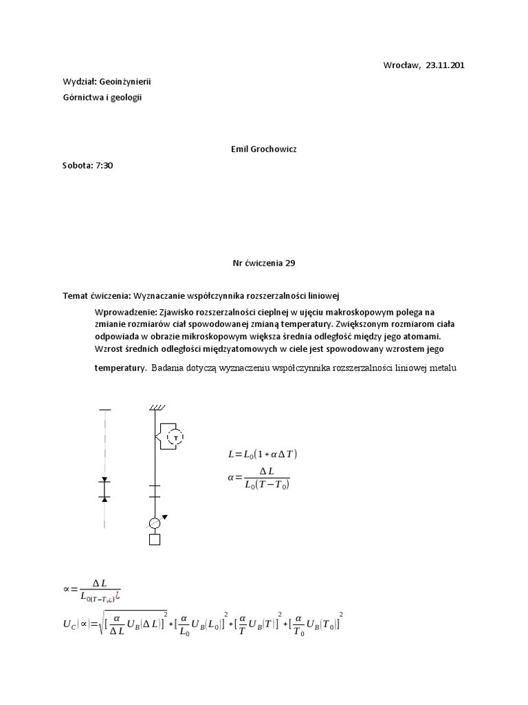 Sprawozdanie Fizyka 1 | PDF