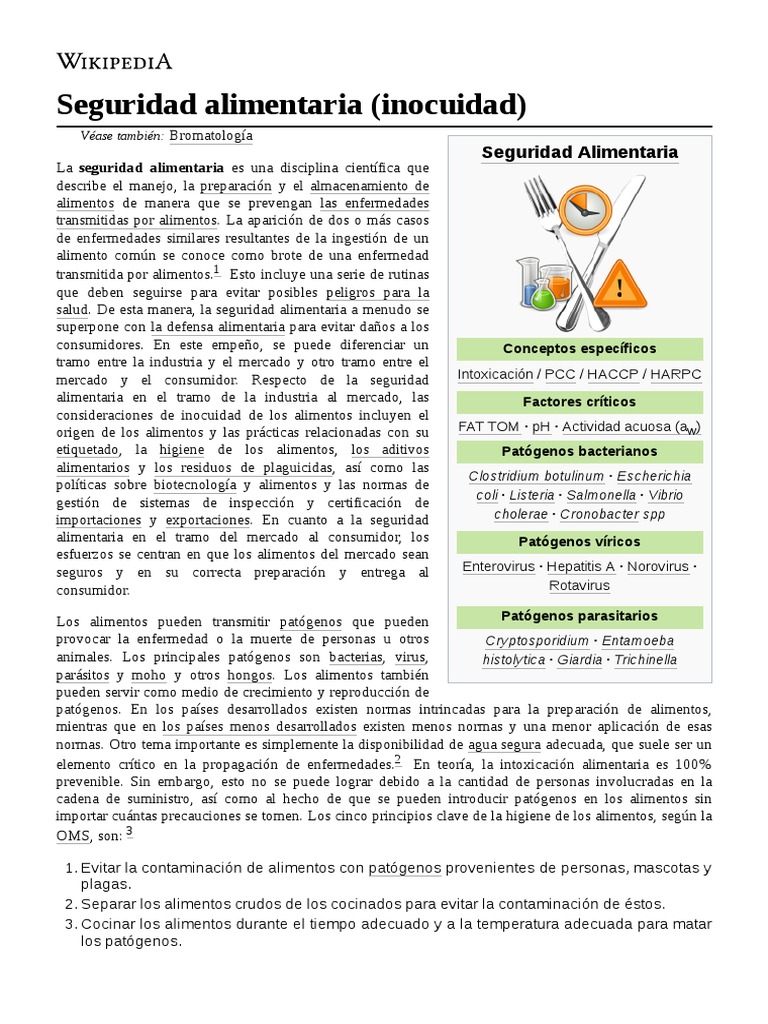 Seguridad Alimentaria (Inocuidad) | PDF | Seguridad alimenticia | Alimentos