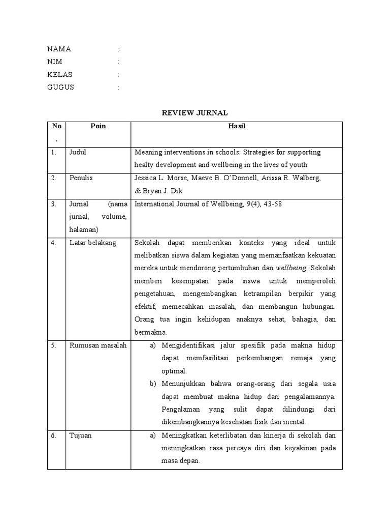Contoh Review Artikel | PDF