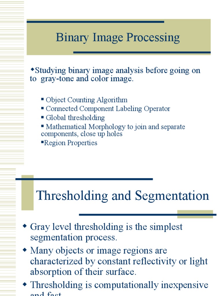 An In-Depth Look at Binary Image Processing Techniques Such as Thresholding, Connected Component ...