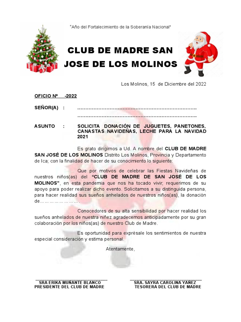 Oficio Solicito Donacion Navidad 2022 | PDF