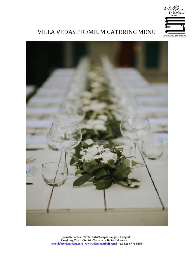 Villa Vedas Premium F - B Catering Menus | PDF | Salad | Sauce