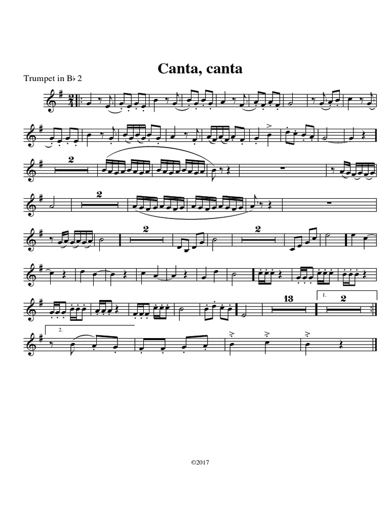 Canta, Canta - Trumpet in BB 2) | PDF