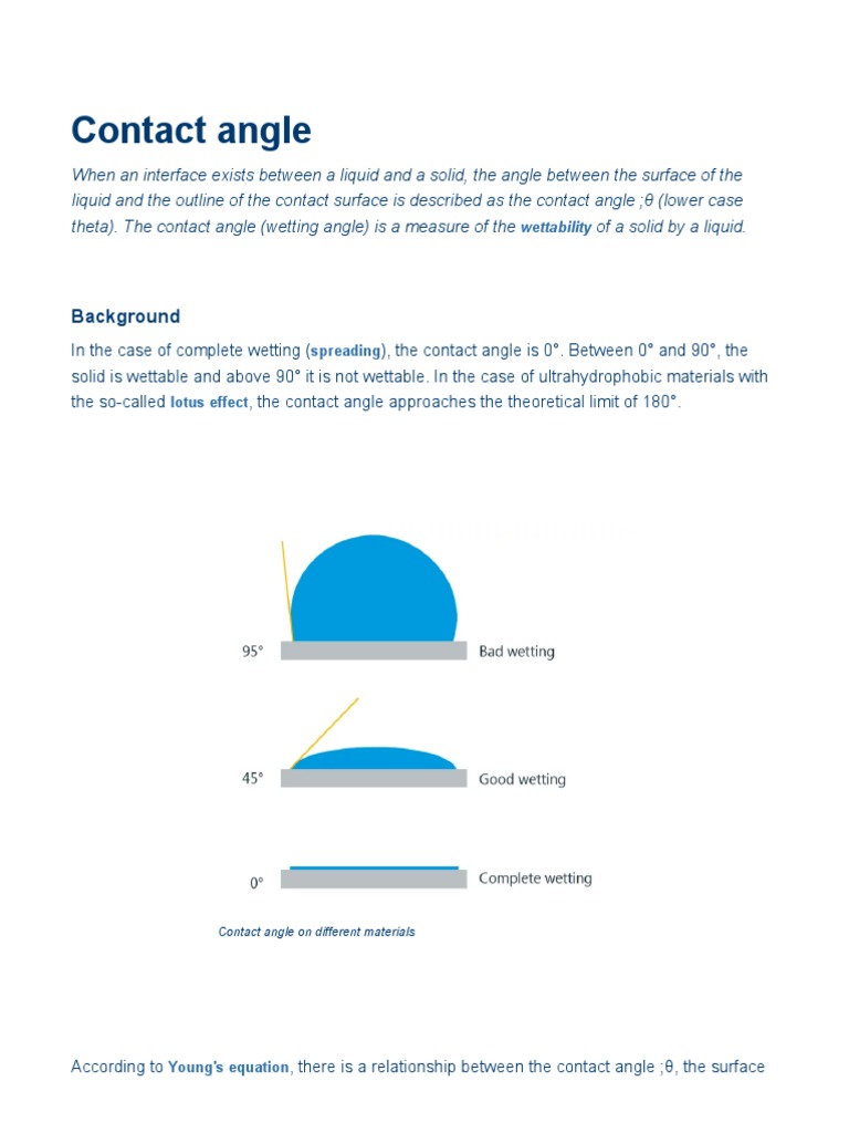 Understanding Contact Angles and Wettability | PDF | Wetting | Surface ...