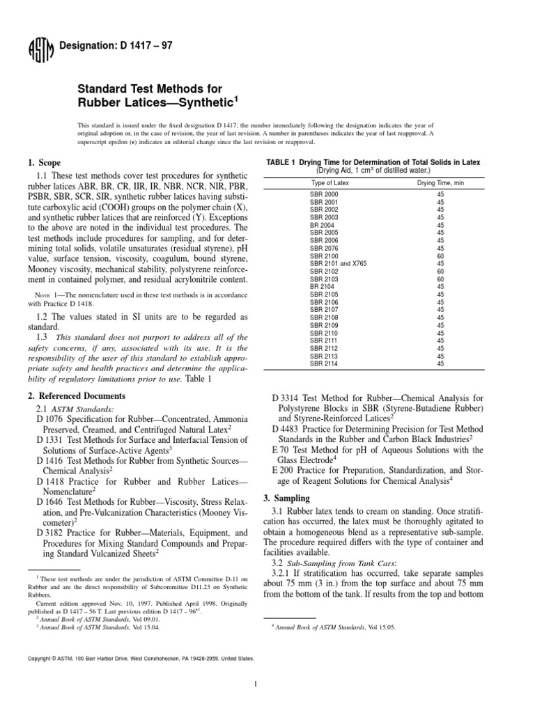 ASTM D-1417-97-Rubber-Laticessynthetic | PDF