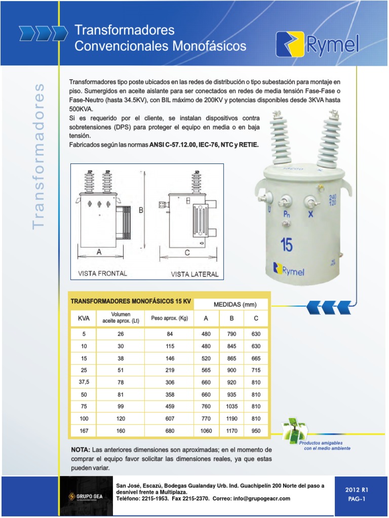 Catalogo Transformadores Rymel | PDF | Transformador | Naturaleza