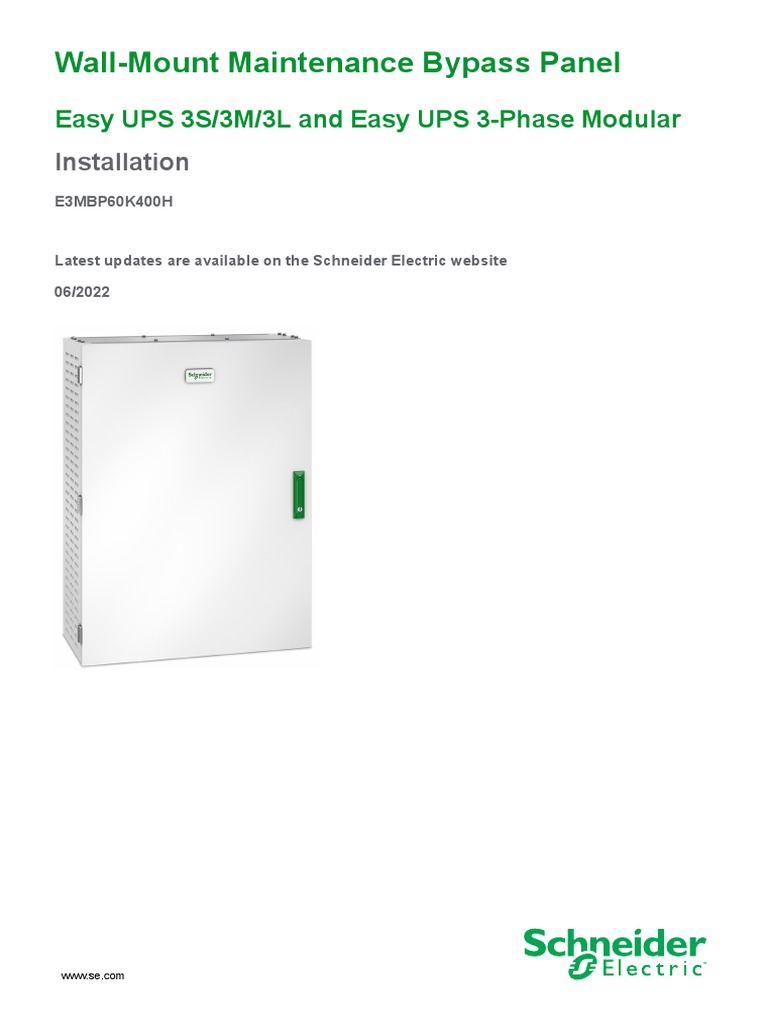 990-6392B Maintenance Bypass Panel Installation - EN | PDF | Direct ...