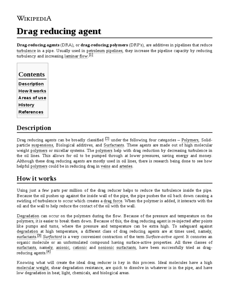 Drag Reducing Agent | PDF | Physical Chemistry | Nature