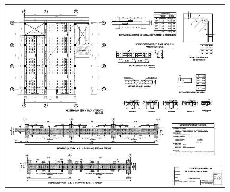Aligerado 1er Y 2do (Tipico) : Acero de Temperatura Ø 1/4'' at 0.25 ...