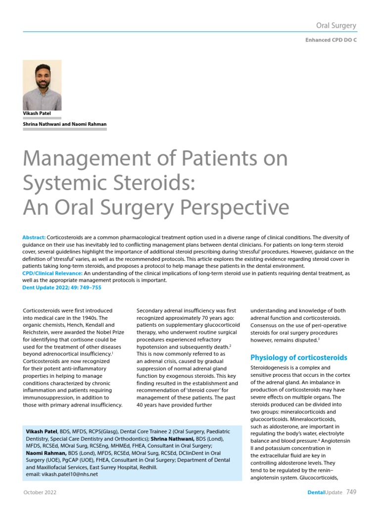 Management of Patients On Systemic Steroids - An Oral Surgery Perspective | PDF | Adrenal Gland ...
