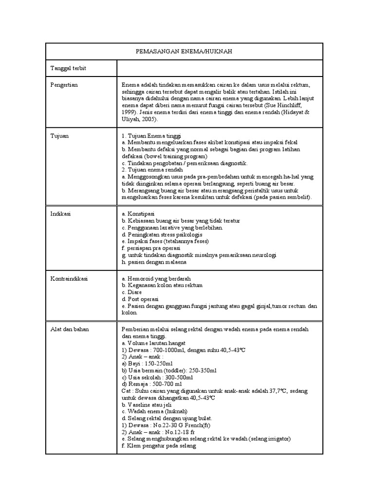 Pemasangan Enema | PDF
